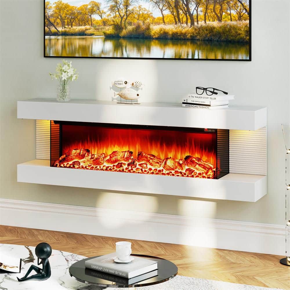 HONEY JOY 36 in. Wall Mount All-in-One Electric Fireplace with 50 in ...