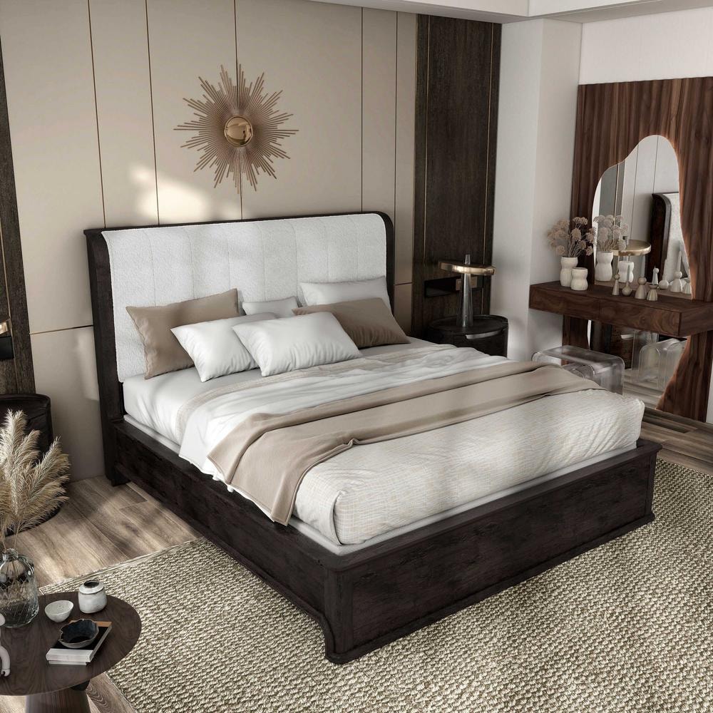 Furniture of America Wilter Black Wood Frame Queen Panel Bed with ...