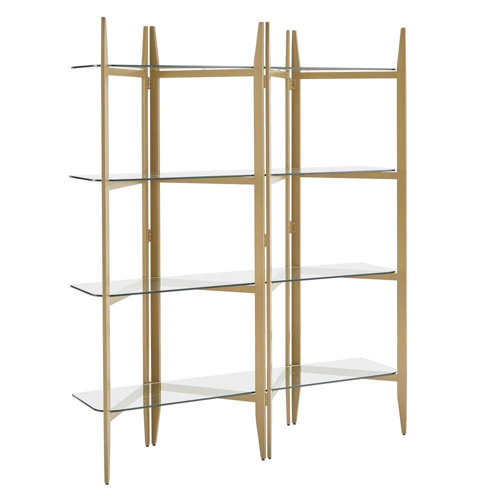 HomeSullivan 68.35 in. Gold Metal 4-Shelf Accent Bookcase 40E218GD-12 ...