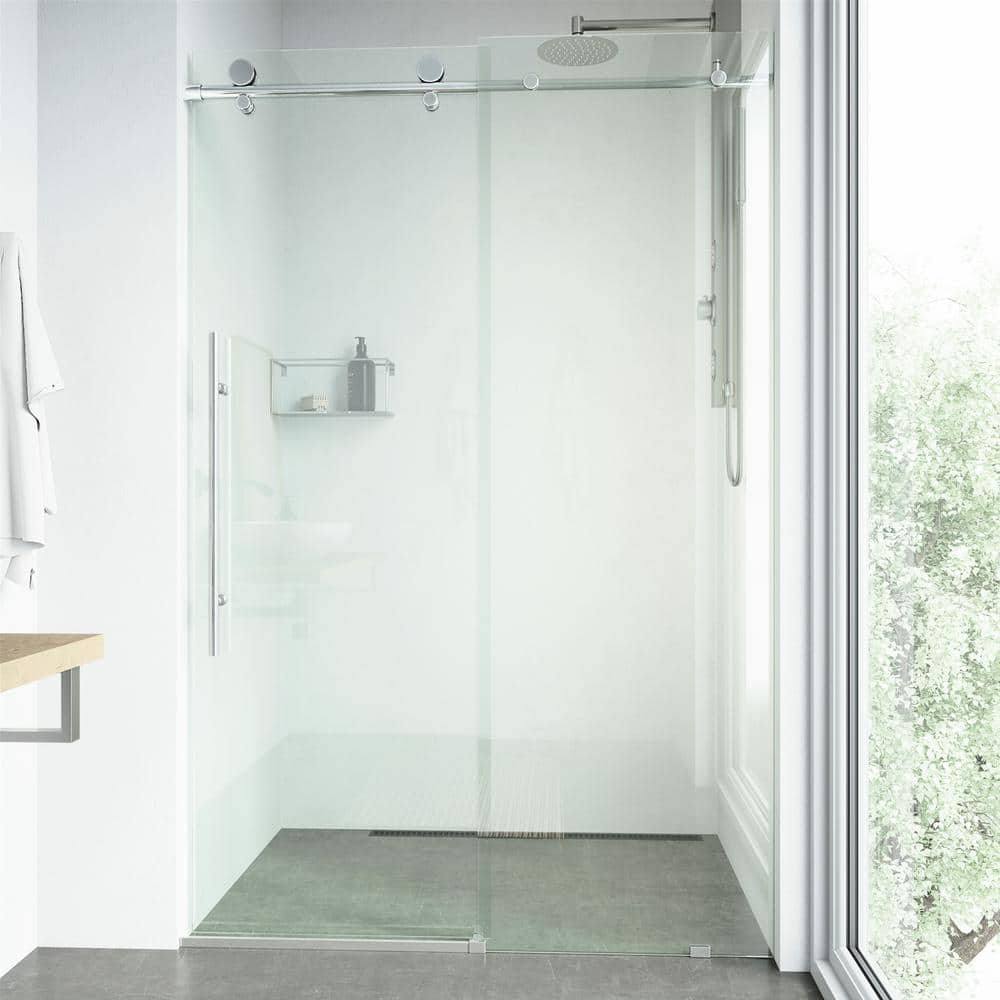 VIGO Elan E-Class 60 to 64 in. W x 76 in. H Sliding Frameless Shower Door in Chrome with 3/8 in ...
