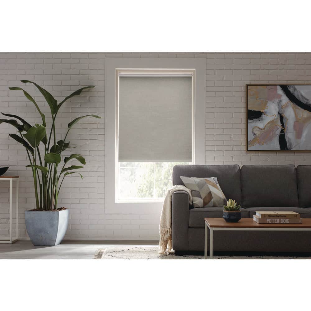 Home Decorators Collection Cut to Size Gray Textured Cordless Blackout ...