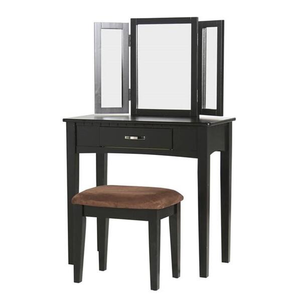 William's Home Furnishing Potterville Black Vanity Table with Drawers ...