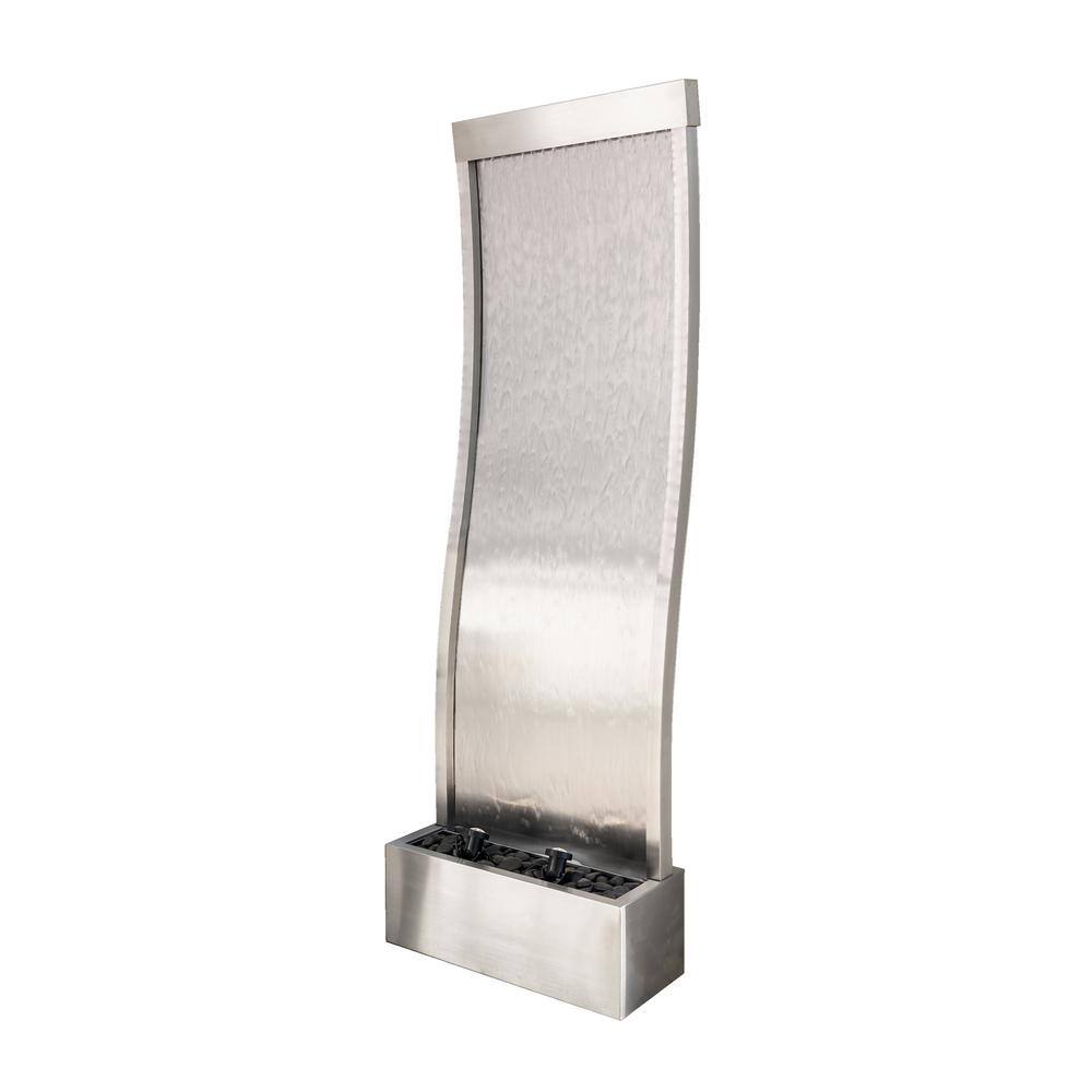 XBRAND 72 in. Steel Free-Standing Mirror Waterfall Fountain with Pump ...