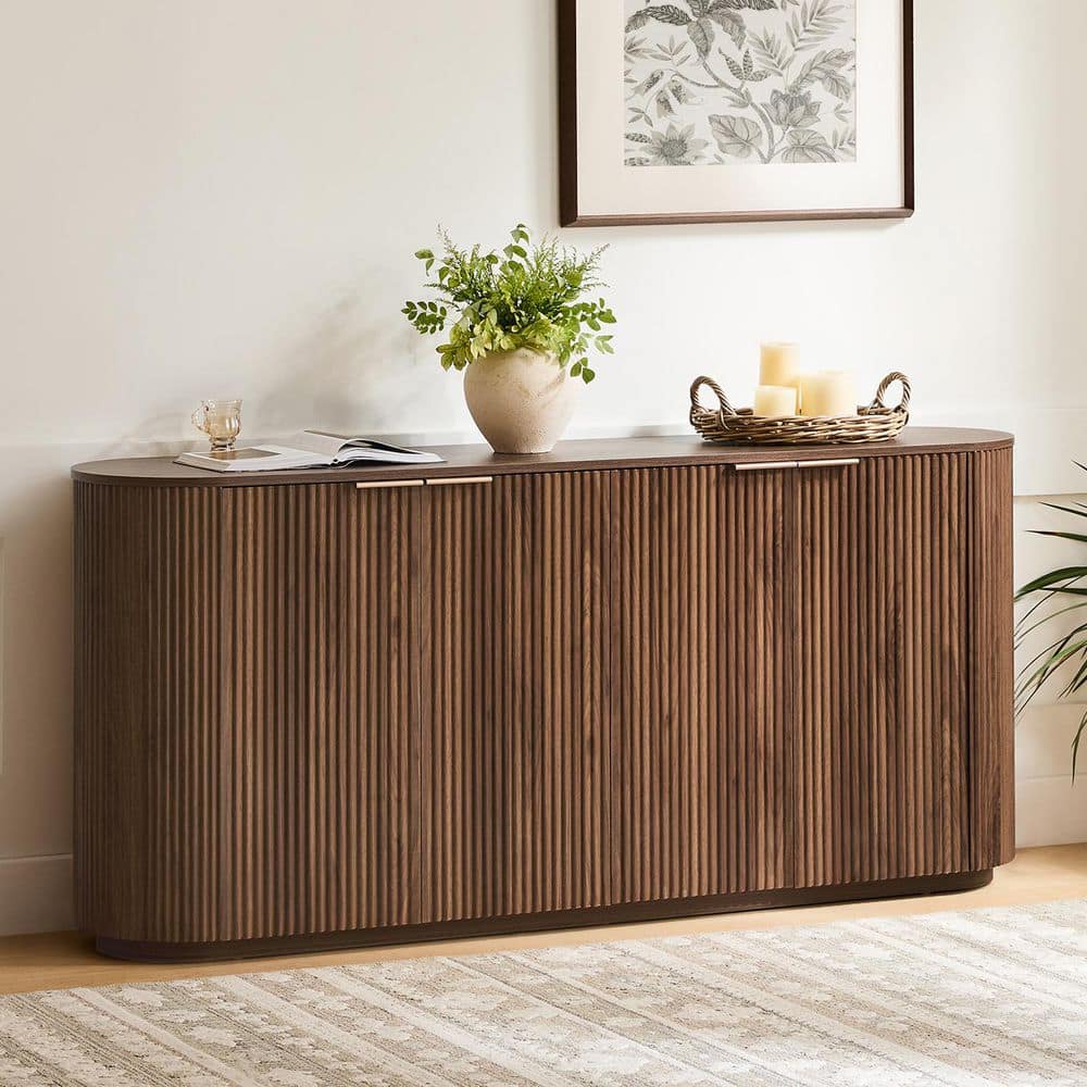 Spruce & Spring Julian Walnut Wood Modern Sideboard with Rounded Edges ...