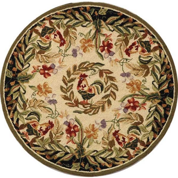 SAFAVIEH Chelsea Cream/Black 8 ft. x 8 ft. Round Border Area Rug HK92A ...
