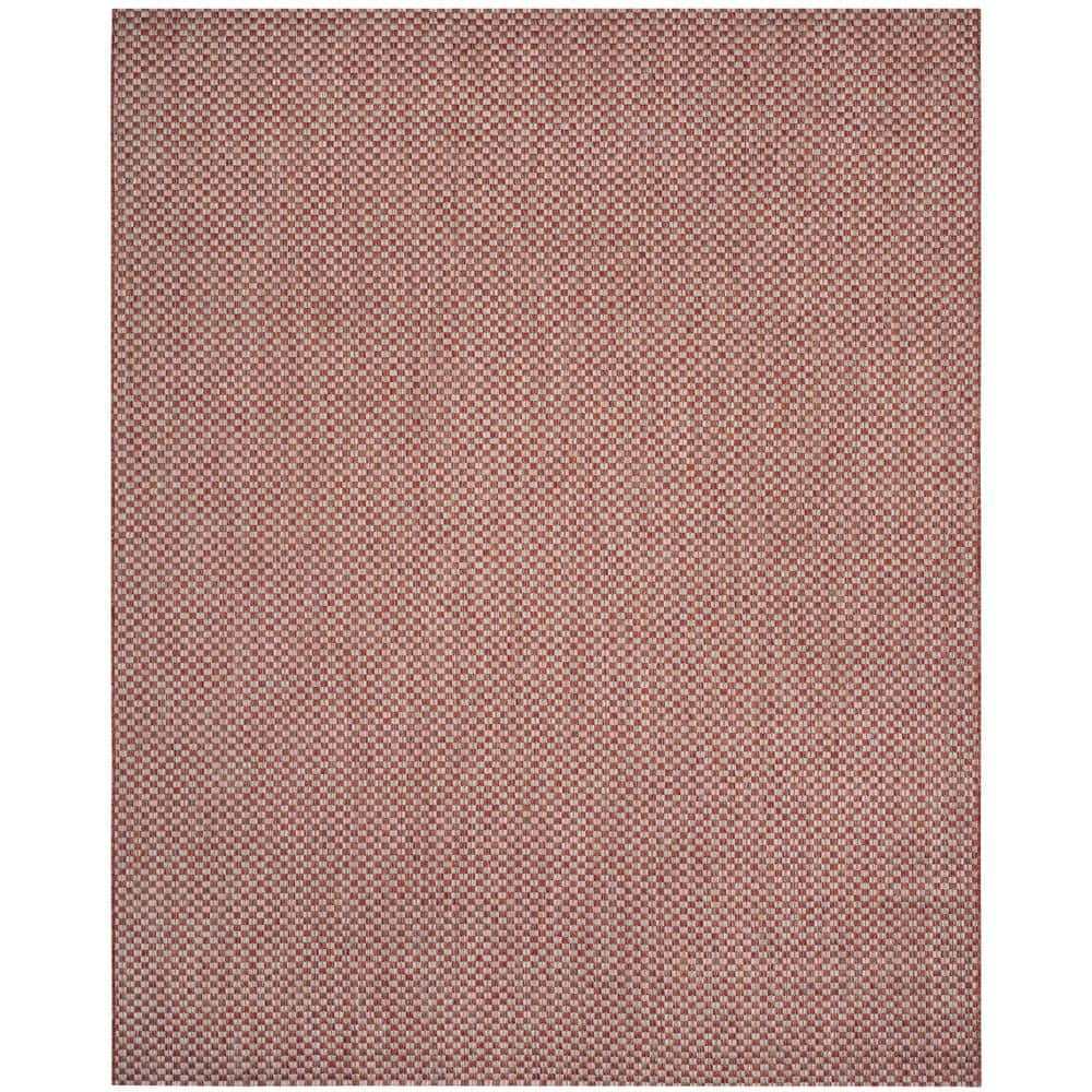 SAFAVIEH Courtyard Rust/Light Gray 8 ft. x 11 ft. Solid Indoor/Outdoor ...