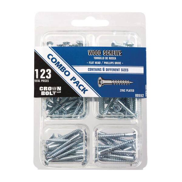 Crown Bolt Zinc-Plated Wood Screw Combo Pack (123-Piece) 00552 - The ...