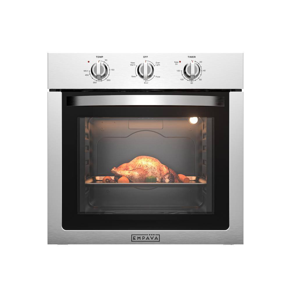 Empava 24 in. 2.5 cu. ft. Capacity Single Commercial Electric Wall Oven ...