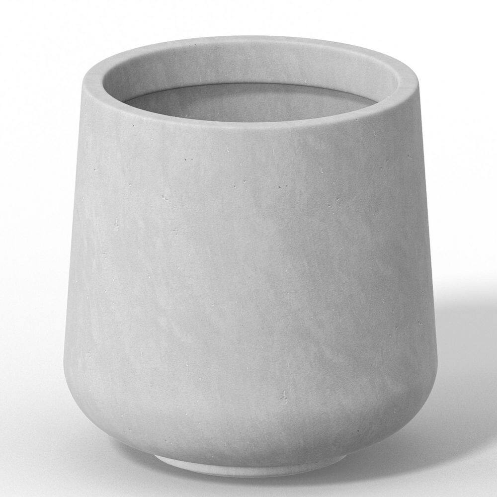 Sapcrete 13.5 in. Medium Natural Gray(Enhanced Interior) Concrete Round Planter / Pot with ...