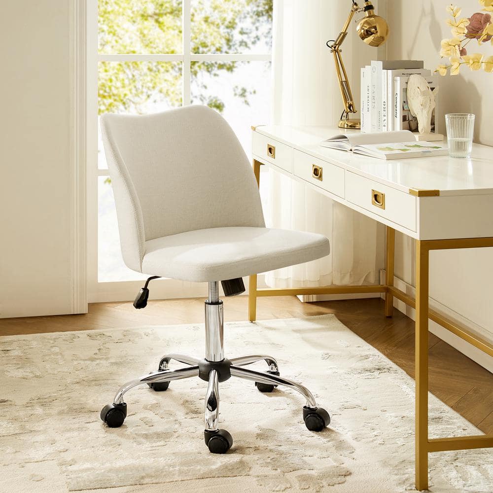 JAYDEN CREATION Javier Ivory Modern Upholstery Armless Office Chair ...