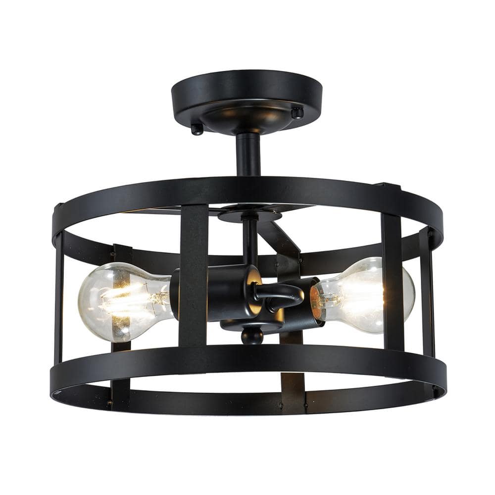 Warehouse of Tiffany Martec 11.8 in. 2-Light Indoor Black Finish Semi ...
