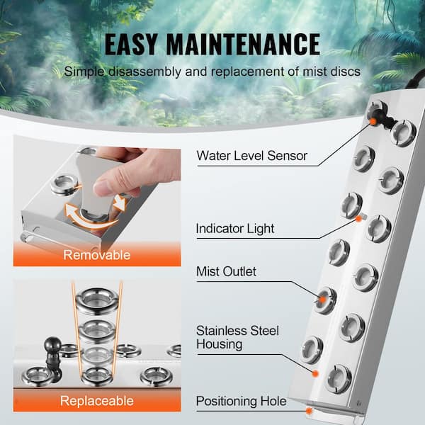 VEVOR Ultrasonic Mist Maker 12 Head 9000mL H Ultrasonic Fogger Mist Maker with 300W IP67 Waterproof Power Supply Buoy CSBWHQ12TFSDL27HZV1 The Home Depot