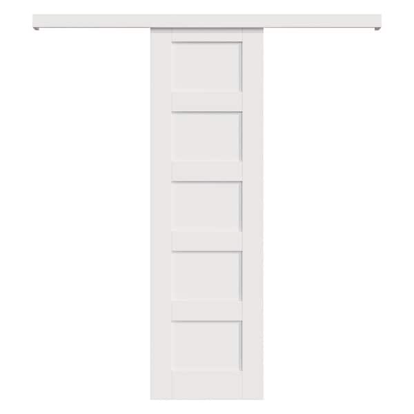 ARK DESIGN 24 in. x 96 in. Hidden Track Style 5-Panel White Primed MDF ...