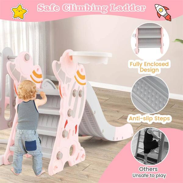 Costway Toddler Slide and Swing Set 4-In-1 Indoor Playground with ...