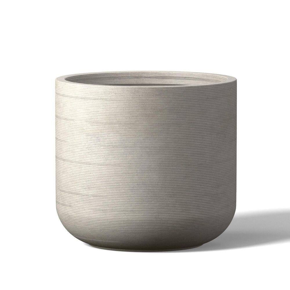 Morrava 18 in. Large Light Gray (Enhanced Core) Concrete Round Planter ...