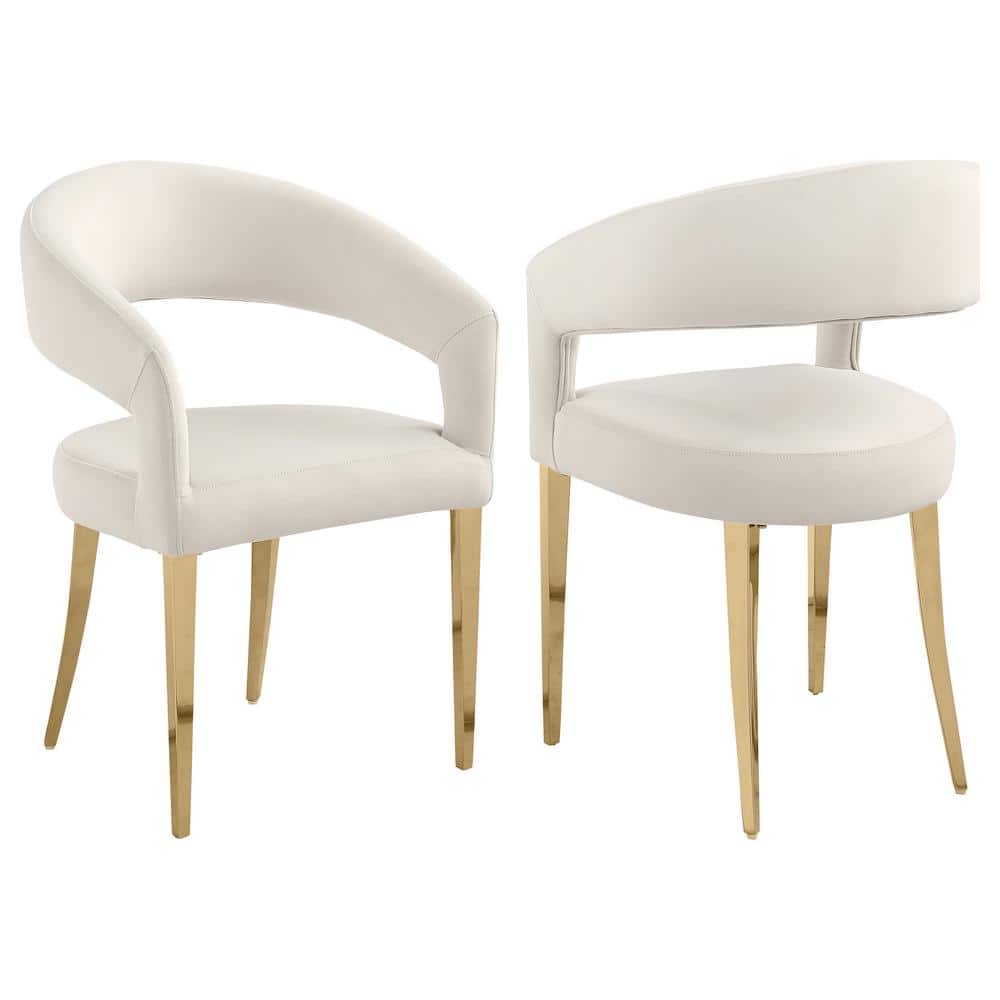 Coaster Galiano Cream Velvet Champagne Gold Legs Armchair Set of 2 ...