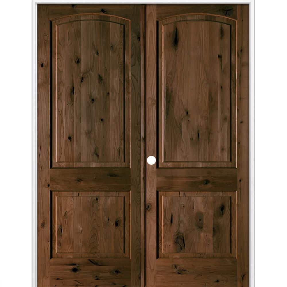Krosswood Doors 72 in. x 96 in. Rustic 2-Panel Arch Top Right Active ...