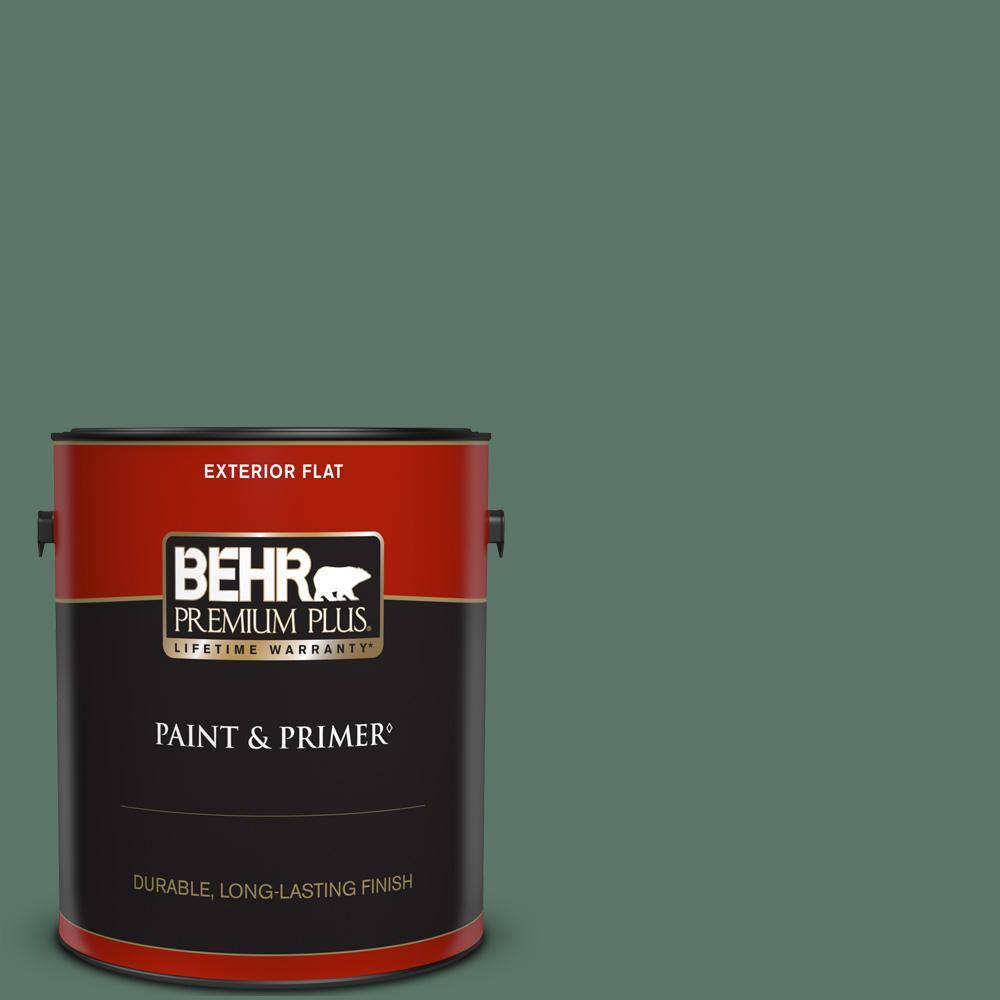 BEHR PREMIUM PLUS 1 gal. #S420-6 Pine Brook Flat Exterior Paint ...