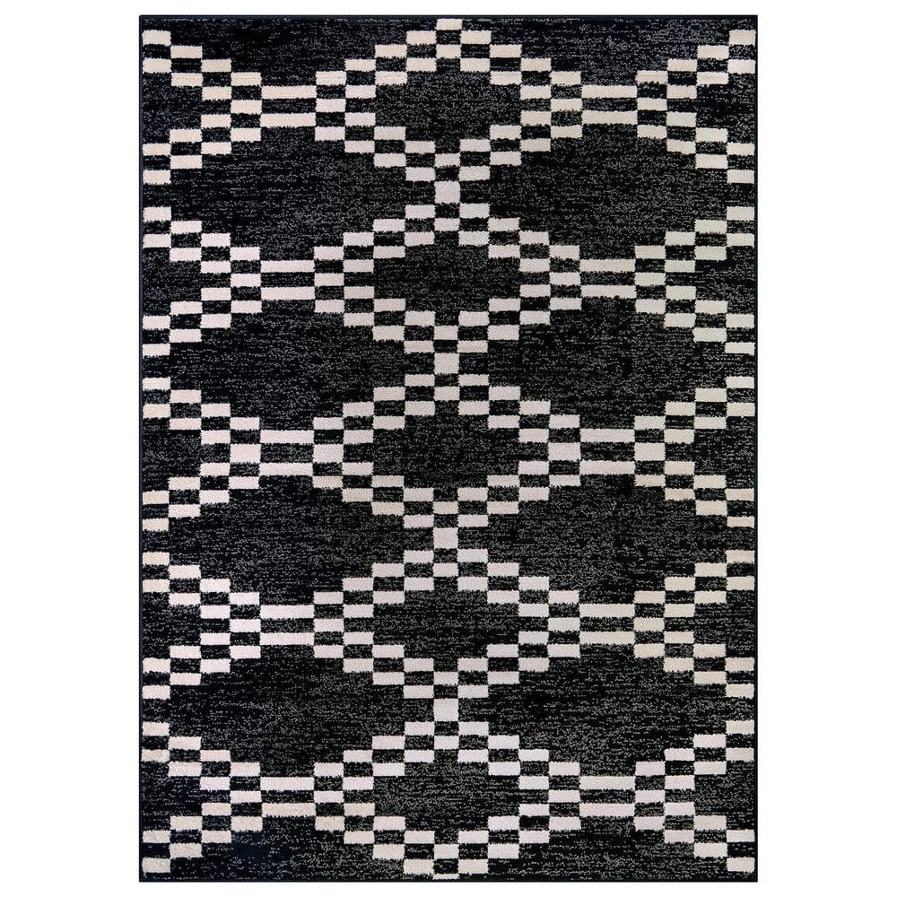 World Rug Gallery Southwestern Geometric Area Rug Black 2 ft. 3 in. x ...