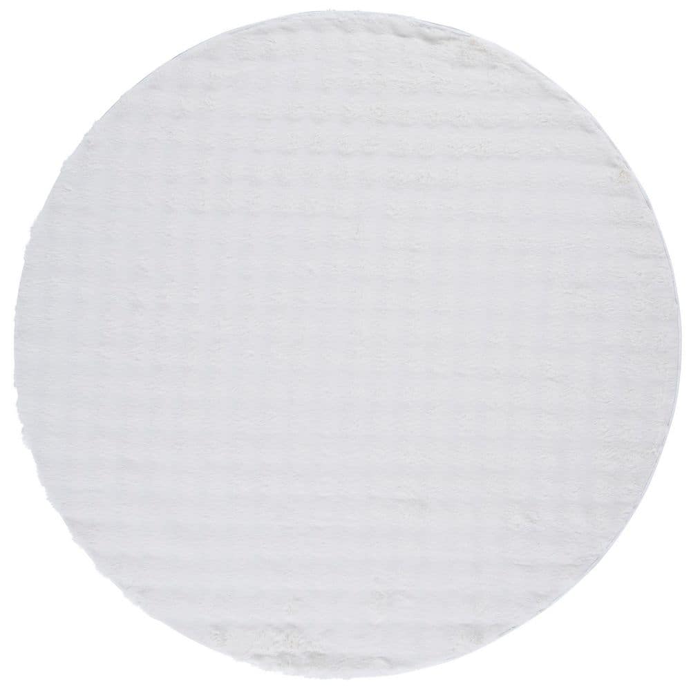 SAFAVIEH Faux Rabbit Bubble Ivory 6 ft. x 6 ft. Machine Washable Solid ...