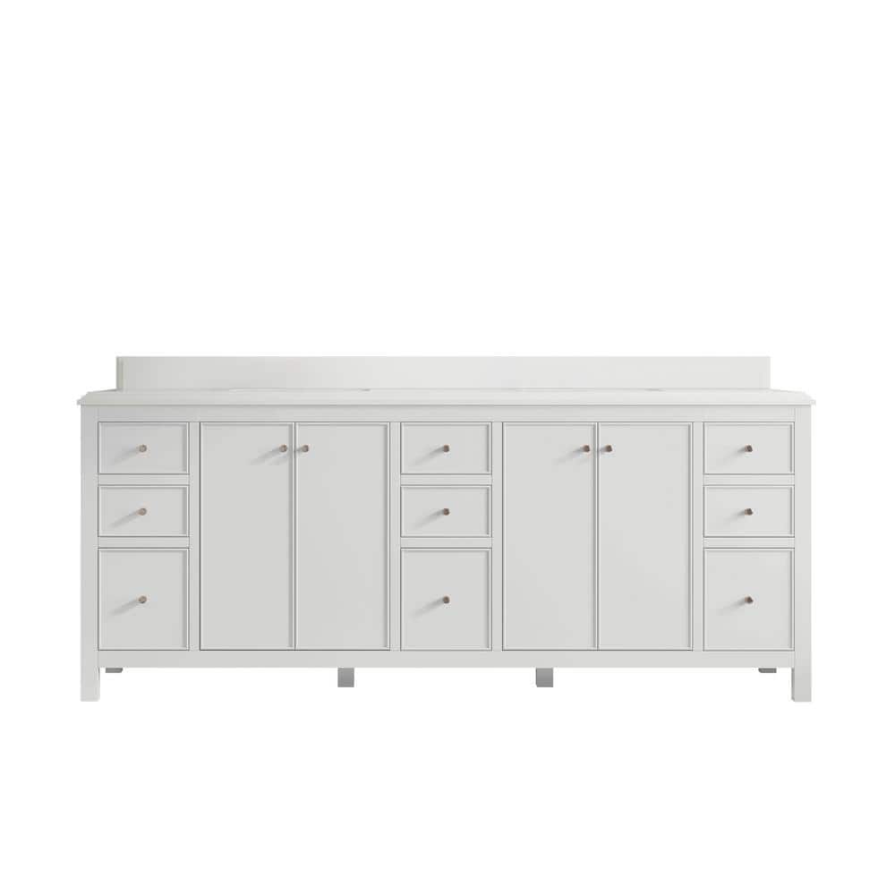 Willow Collections Chicago 84 in. Double Sink Freestanding White Bath ...