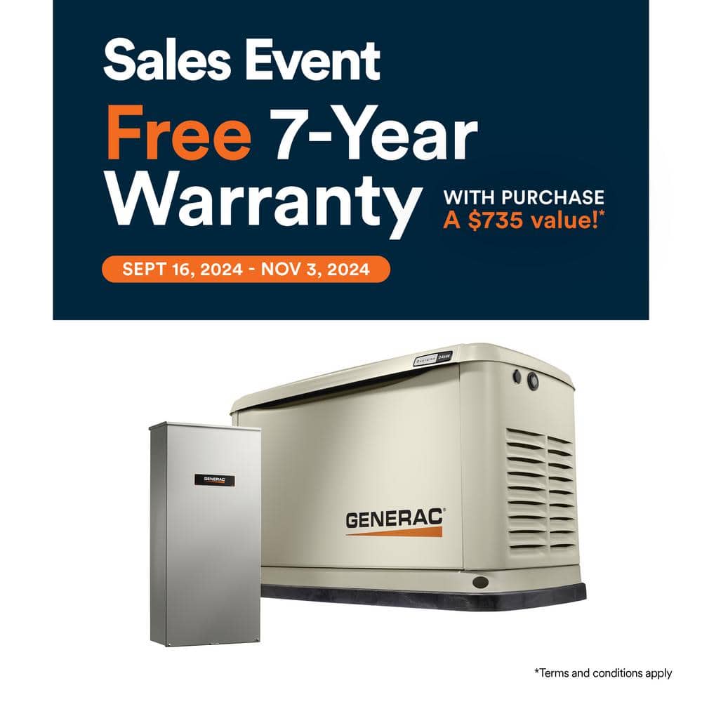 Generac 24,000 Watt - Dual Fuel Air- Cooled Whole House Home Standby ...