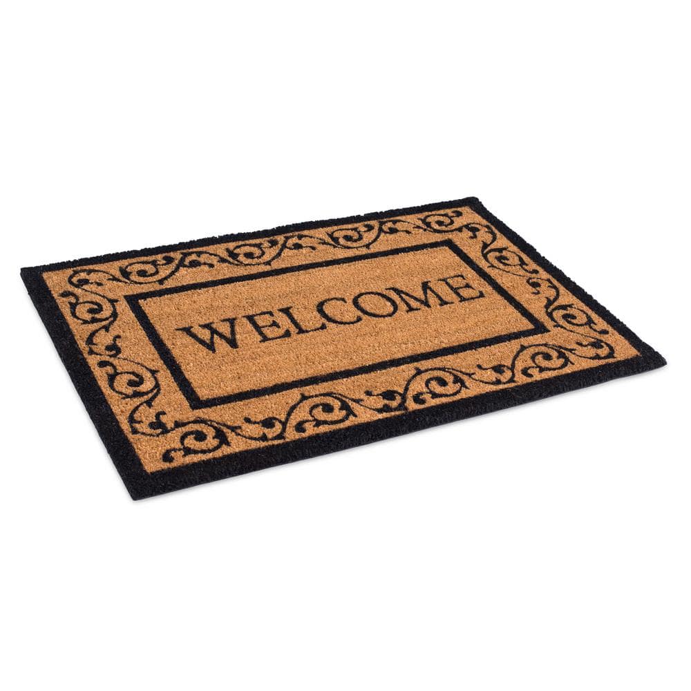 BirdRock Home Welcome Brown 24 in. W x 36 in. L Coir Rectangular Door ...