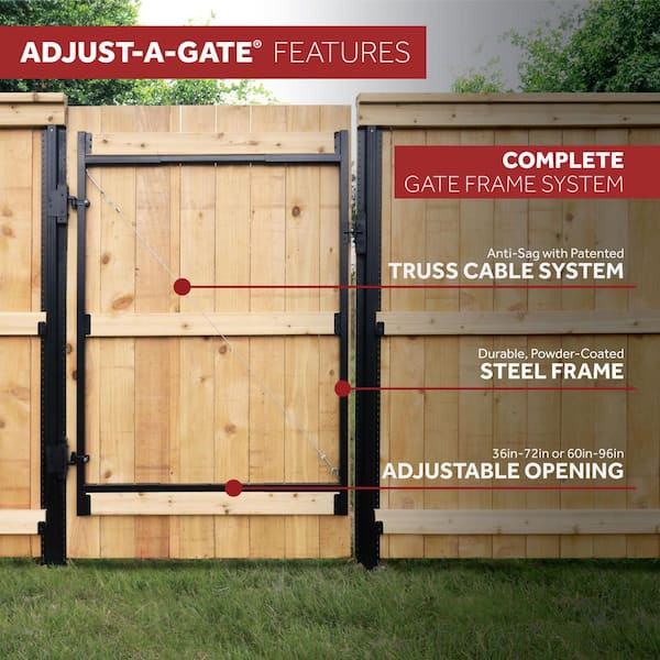Heavy Duty Adjust-A-Gate Full Frame Gate Hardware Kit - For Openings 60 ...