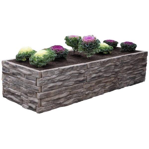 Landecor Raised Garden Bed Tan/Brown Ledgestones Composite Polyurethane ...