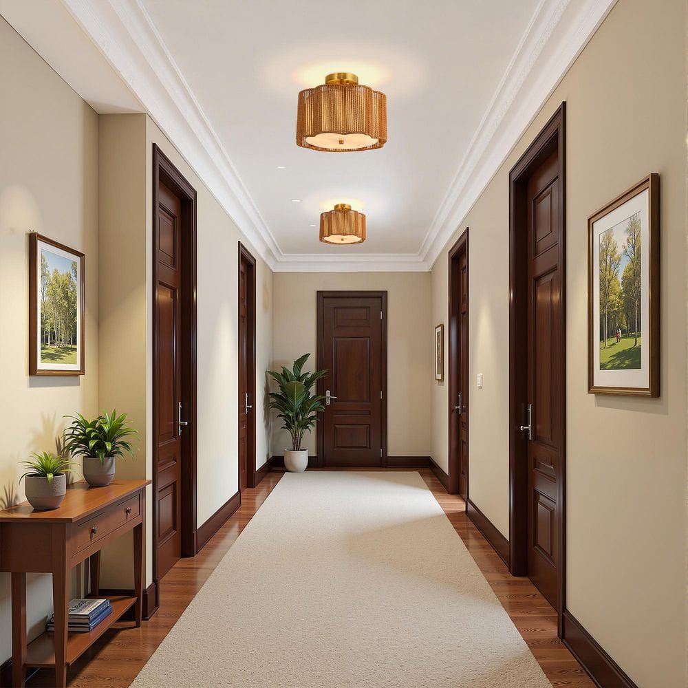 Emeritpro 13.1 in. Farmhouse 3-Light Copper Semi Flush Mount Ceiling ...