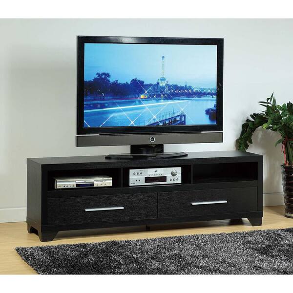 HomeRoots Black TV Stand Fits TV's up to 75 in. with Drawers and ...