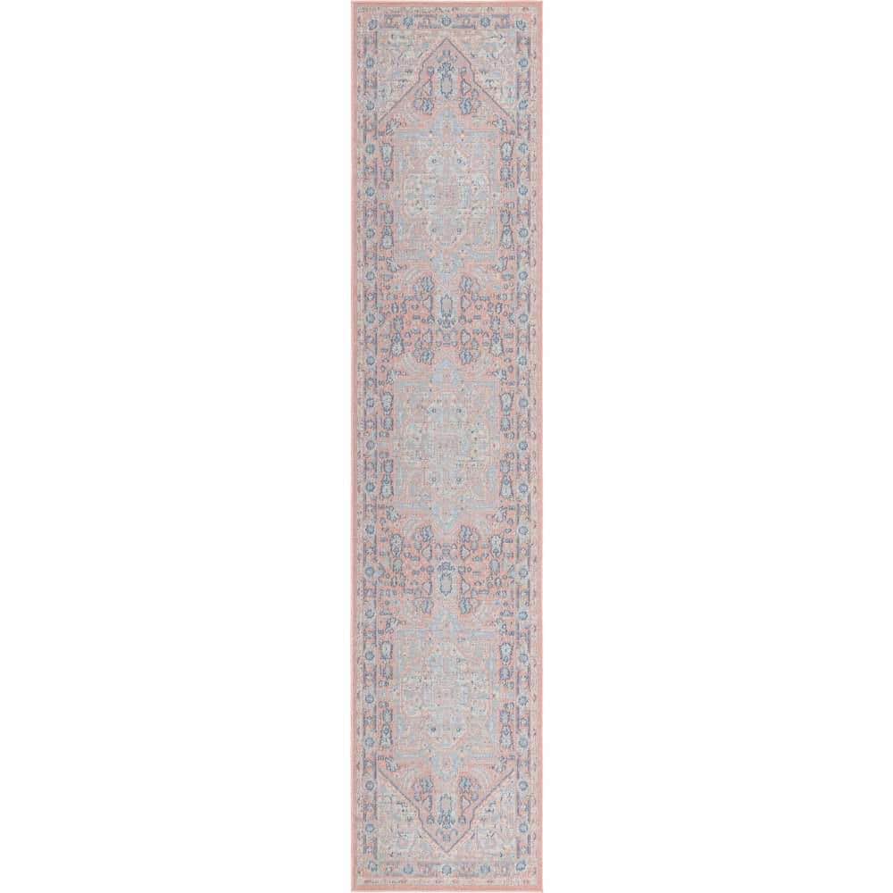 Unique Loom Whitney Milano Powder Pink 2 ft. 7 in. x 12 ft. Area Rug ...