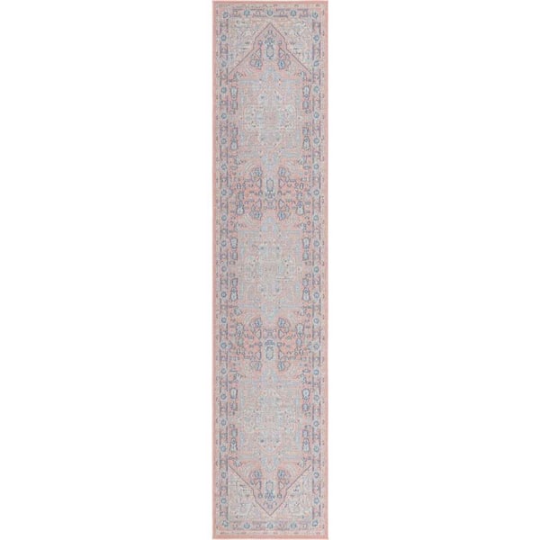Unique Loom Whitney Milano Powder Pink 2 ft. 7 in. x 12 ft. Area Rug ...