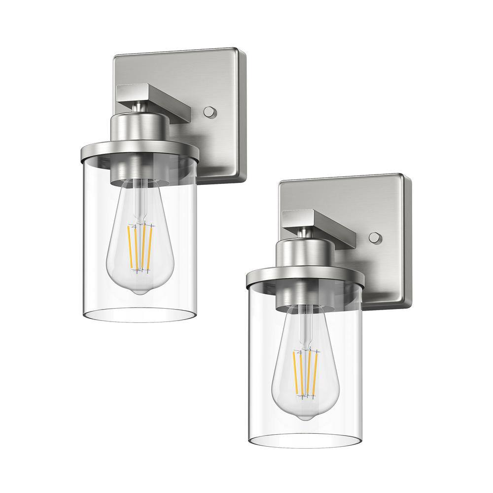 EDISHINE 4.7 in. Brushed Nickel LED Vanity Light Dimmable Bath Sconce ...