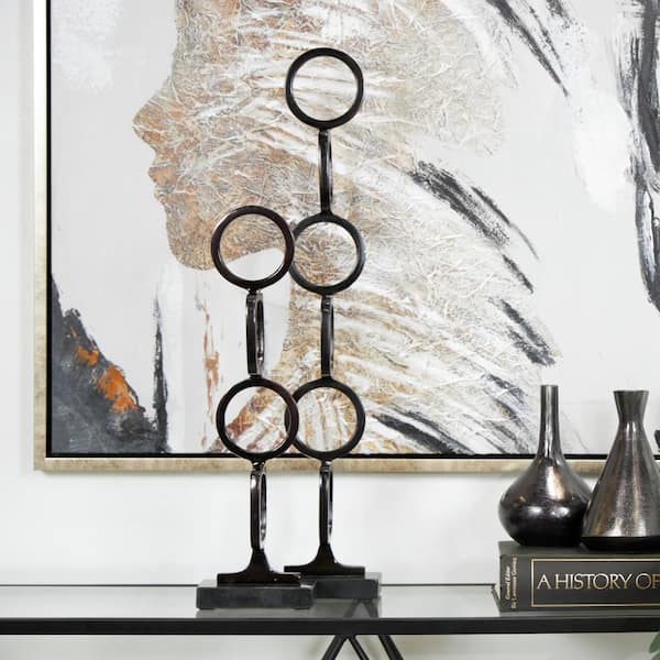 Litton Lane Black Aluminum Stacked Geometric Rings Abstract Sculpture ...