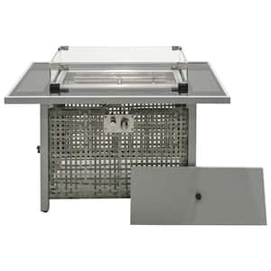 Ohana Depot Ohana Gray Rectangular Wicker 42 in. Fire Pit Table with ...