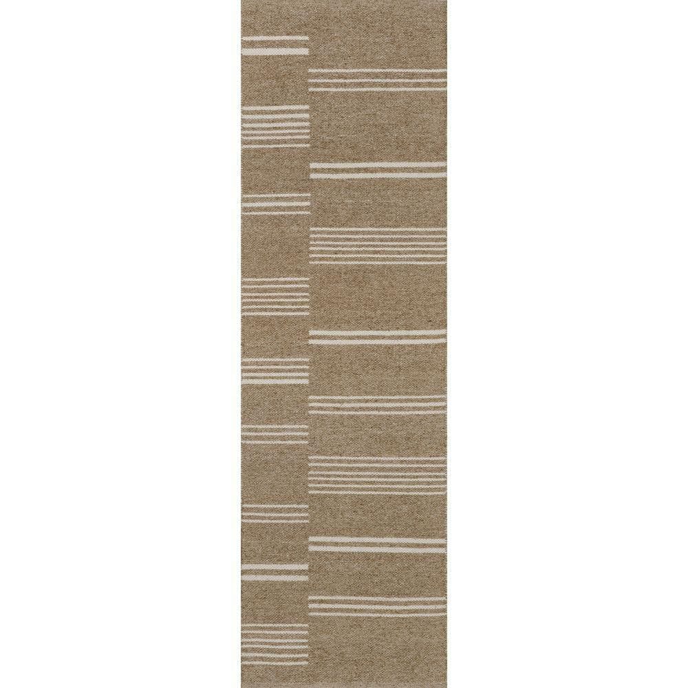 RUGS USA Lauren Liess Birchwood Reversible Striped Wool Sand 3 ft. x 8 ...