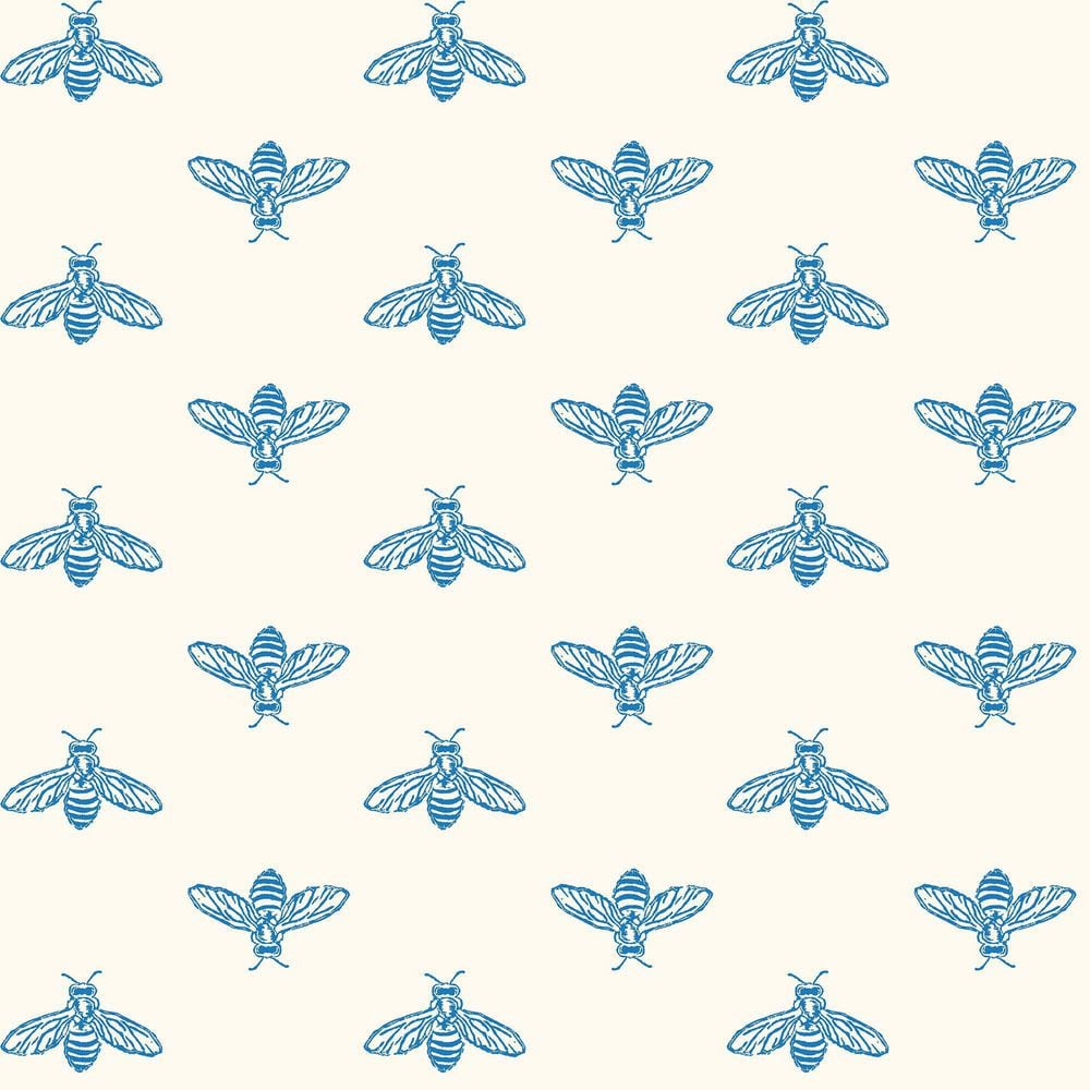 JOULES Block Print Bee Blue Haze Matte Non Woven Removable Paste the ...