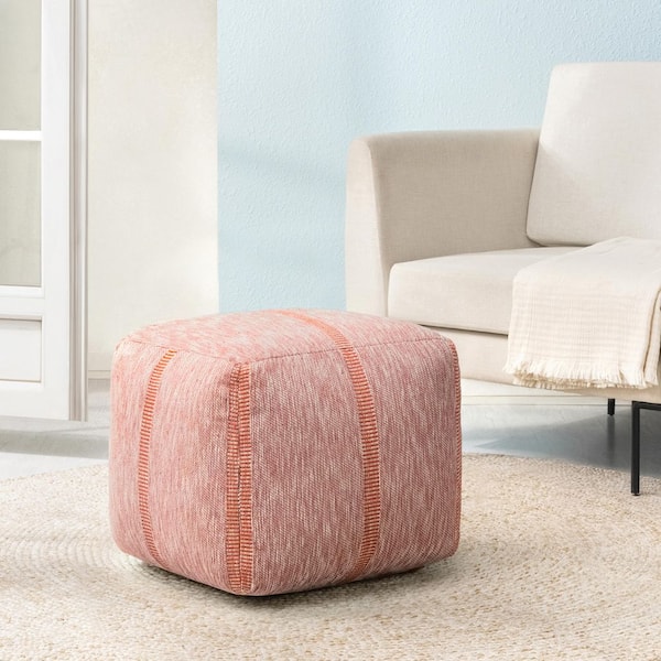 Anji Mountain Waterbery Mahogany Rose Cotton Upholstered Pouf AMBPF113 ...