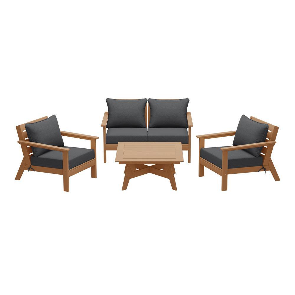 WESTIN OUTDOOR Birchwood Teak Arrangeable 5-Piece Outdoor Patio HDPE ...