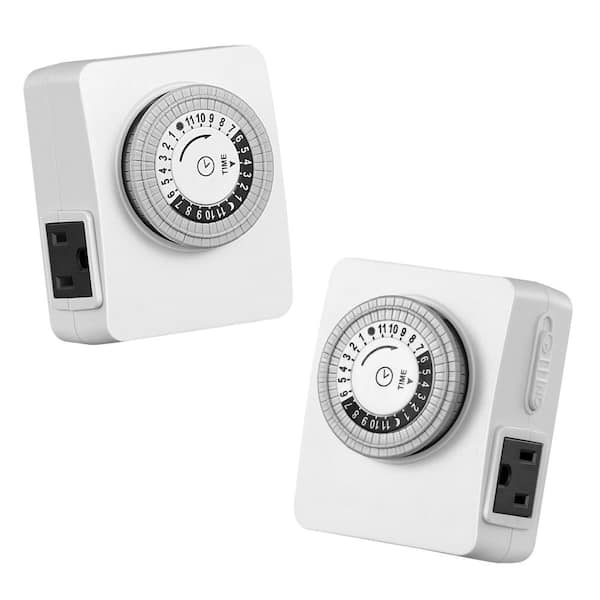 Outdoor Timer For Lights 2-Pack 24-Hour Mechanical Outlet Timers ...
