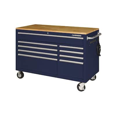 Husky 52 in. W x 25 in. D Standard Duty 9-Drawer Mobile Workbench Tool ...