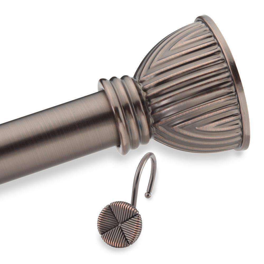 Elegant Home Fashions Forget Me Not Decorative Shower Rod and Hooks Set ...