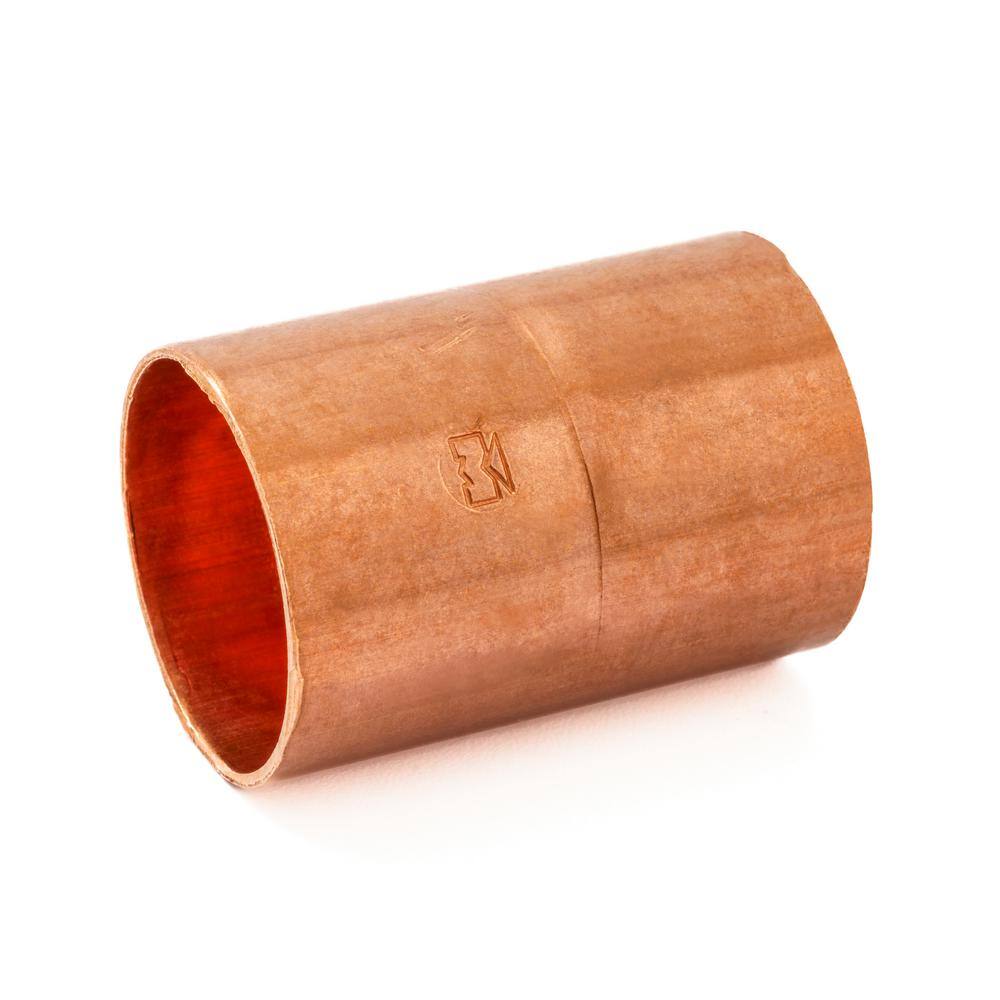 Everbilt 1-1/4 in. Copper Pressure Cup x Cup Coupling with Stop Fitting ...