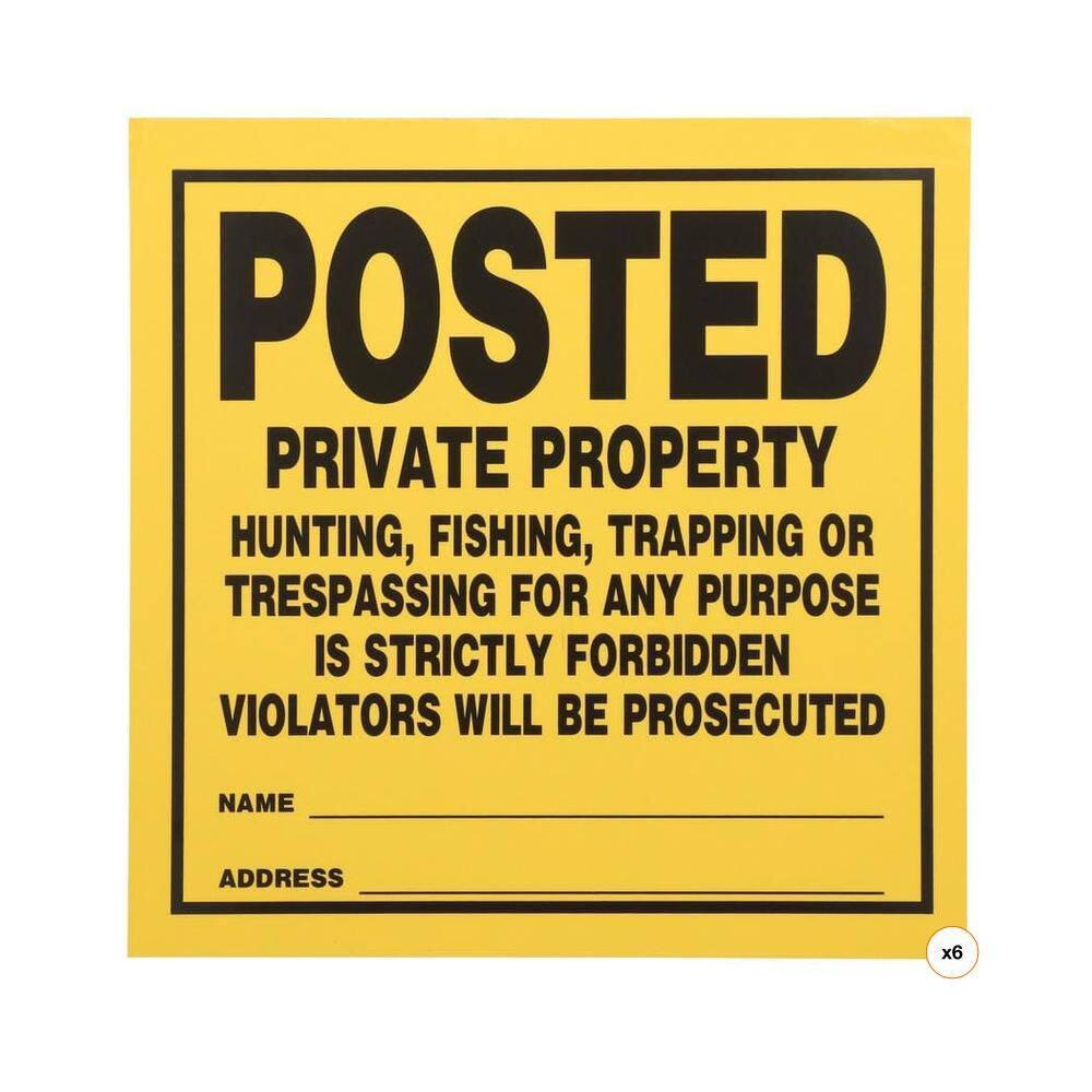Everbilt 11 in. x 11 in. Plastic Posted Private Property Sign (6-Count ...