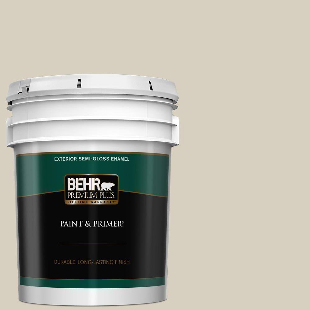 BEHR PREMIUM PLUS 5 gal. #PPU7-09 Aged Beige Semi-Gloss Enamel Exterior ...
