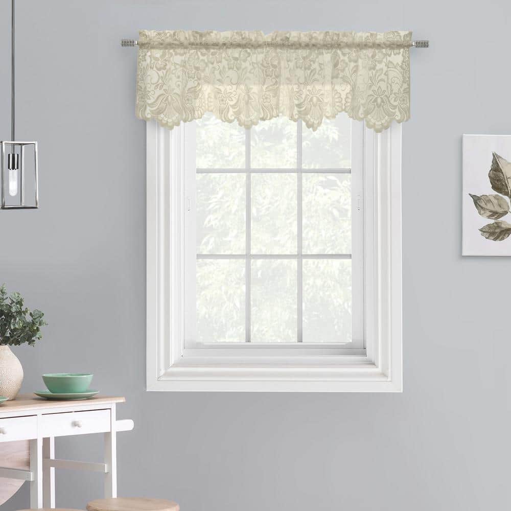 Habitat Limoges Rod Pocket Valance Flat in. Ivory 55 x 15 Sheer- in ...