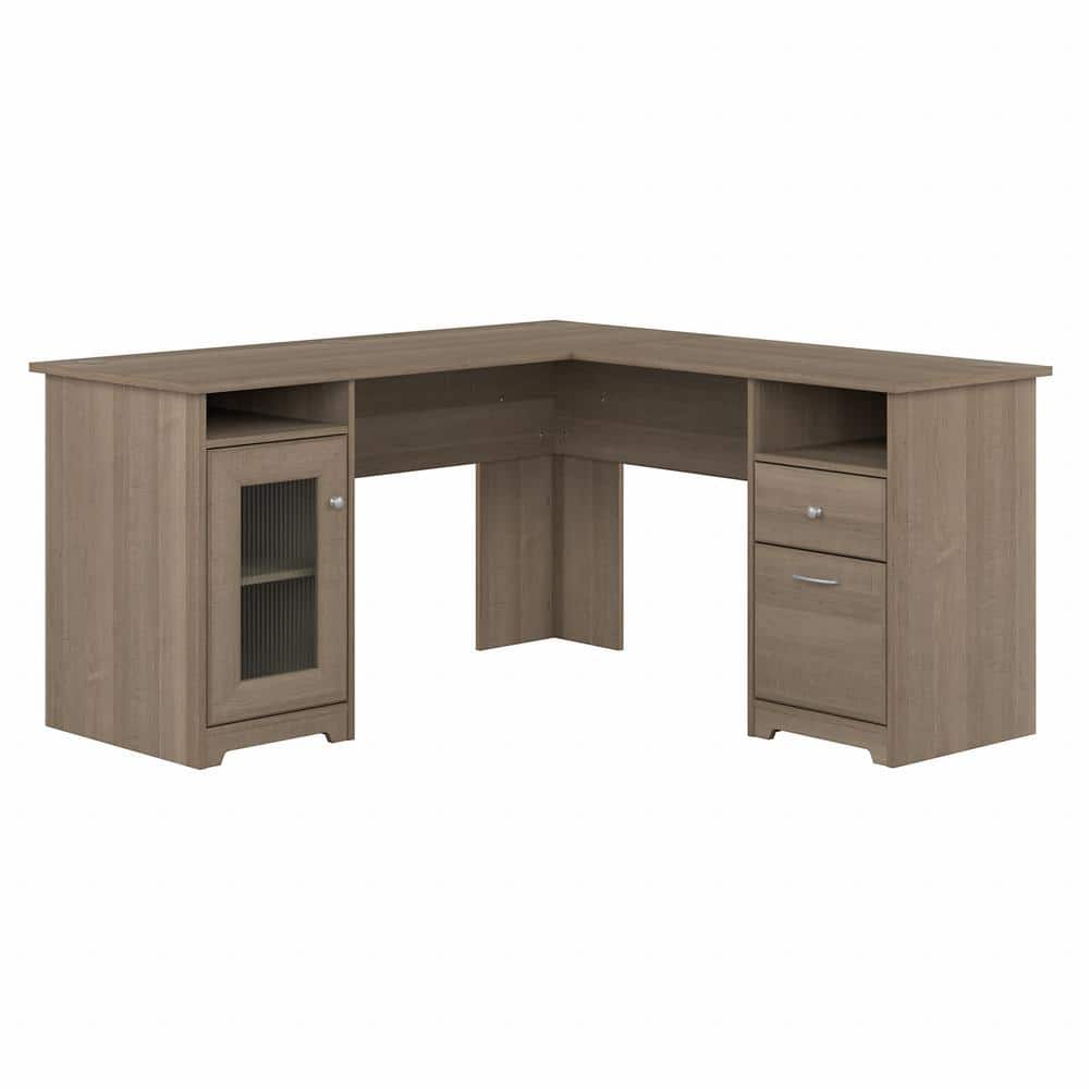 Bush Furniture Cabot 60 in. W Ash Gray Shaped Computer Desk with ...