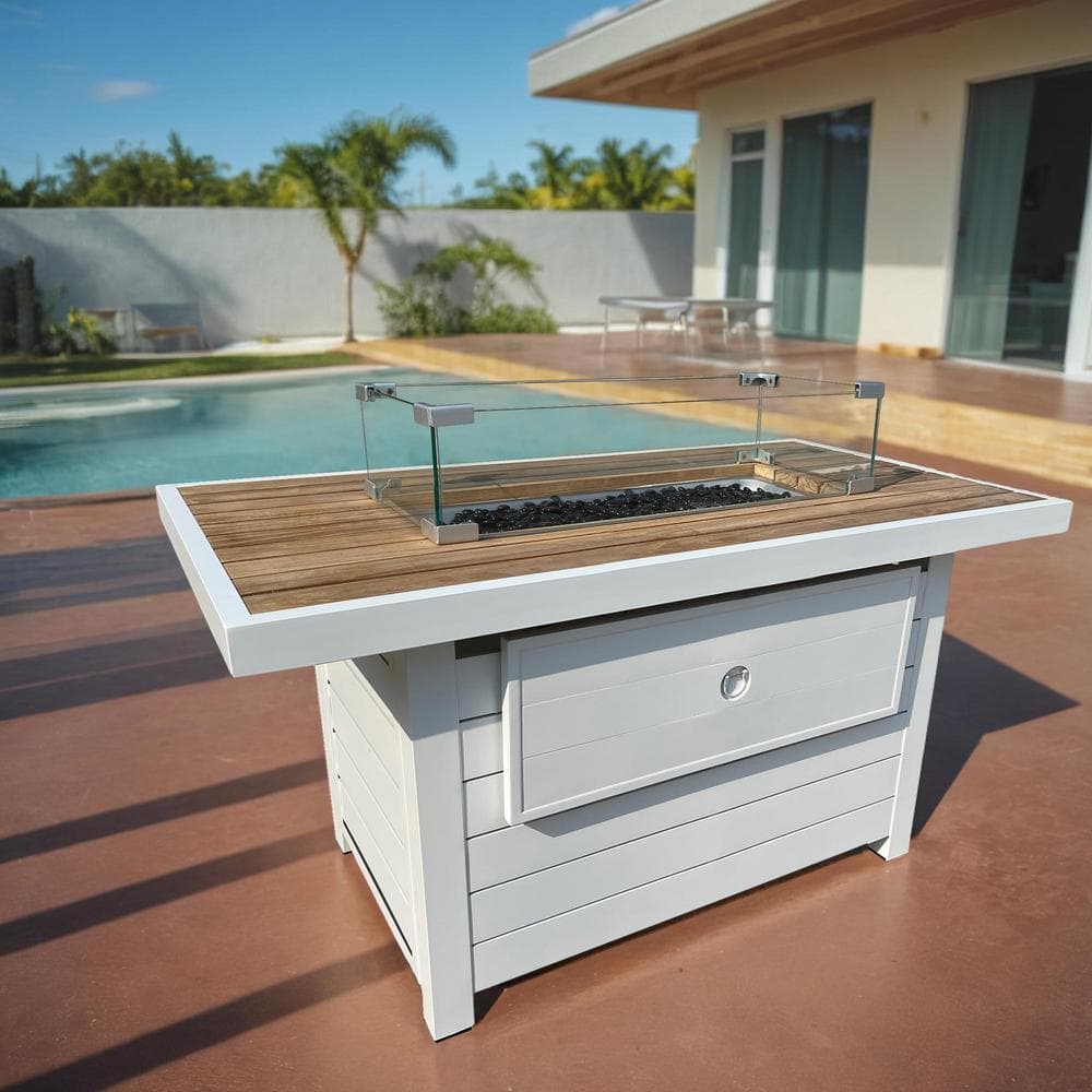 HiGreen Outdoor Denver 47 in. x 25 in. Rectangular Aluminum Teak ...