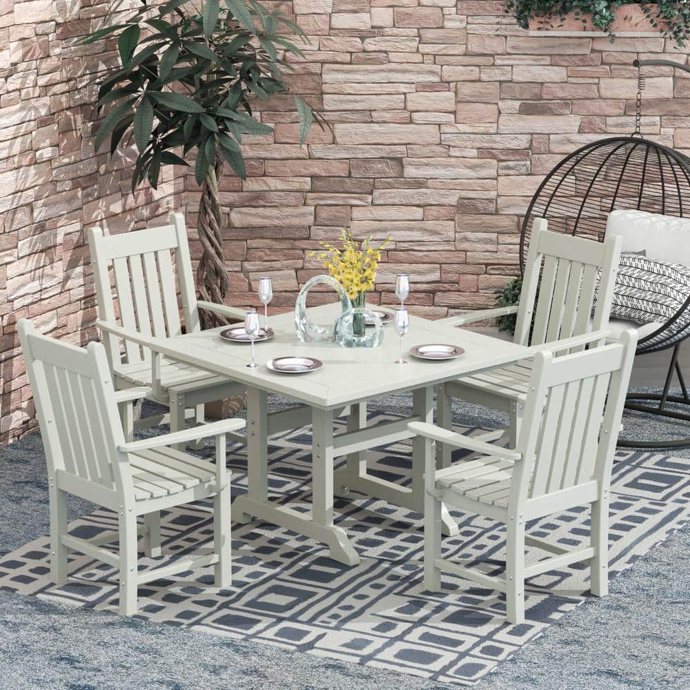 WESTIN OUTDOOR Hayes 5-Piece HDPE Plastic Outdoor Patio Dining Set with ...